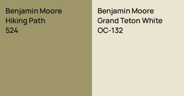 Benjamin Moore Hiking Path vs. Benjamin Moore Grand Teton White comparison