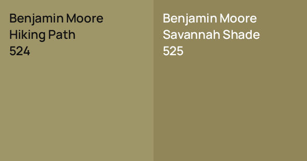 Benjamin Moore Hiking Path vs. Benjamin Moore Savannah Shade comparison