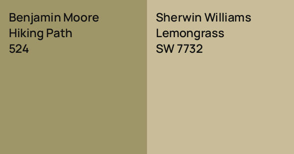 Benjamin Moore Hiking Path vs. Sherwin Williams Lemongrass comparison