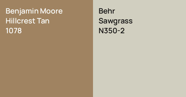 Benjamin Moore Hillcrest Tan vs. Behr Sawgrass comparison