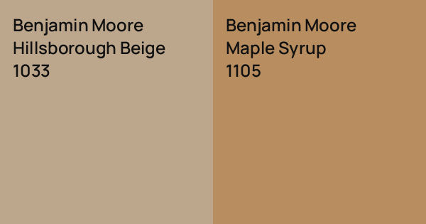 Benjamin Moore Hillsborough Beige vs. Benjamin Moore Maple Syrup comparison