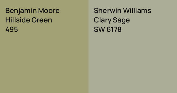 Benjamin Moore Hillside Green vs. Sherwin Williams Clary Sage comparison