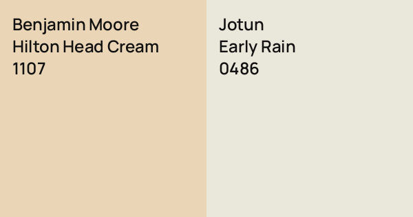 Benjamin Moore Hilton Head Cream vs. Jotun Early Rain comparison
