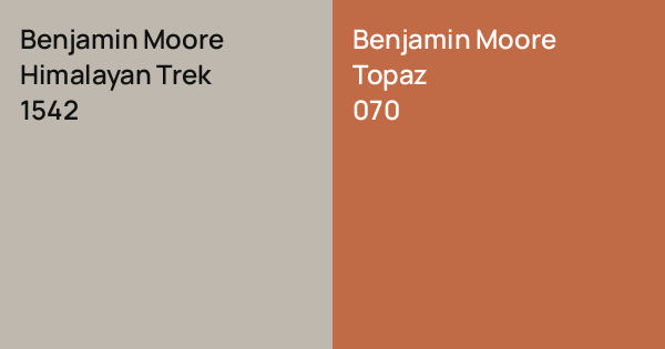 Benjamin Moore Himalayan Trek vs. Benjamin Moore Topaz comparison