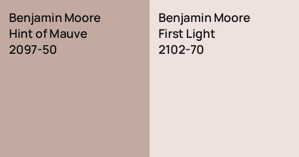 Benjamin Moore Hint of Mauve vs. Benjamin Moore First Light comparison