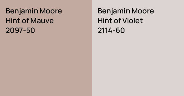 Benjamin Moore Hint of Mauve vs. Benjamin Moore Hint of Violet comparison