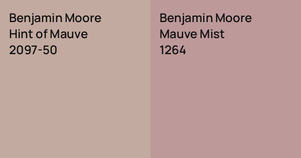 Benjamin Moore Hint of Mauve vs. Benjamin Moore Mauve Mist comparison