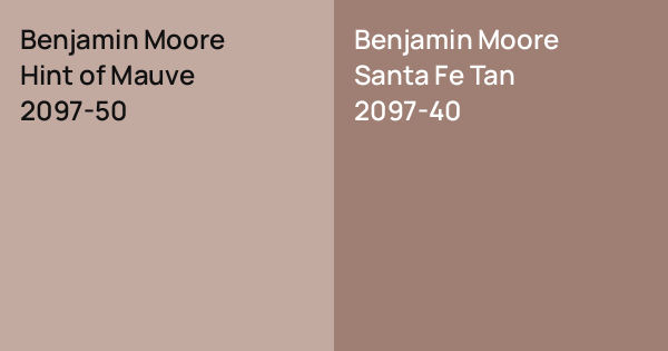 Benjamin Moore Hint of Mauve vs. Benjamin Moore Santa Fe Tan comparison