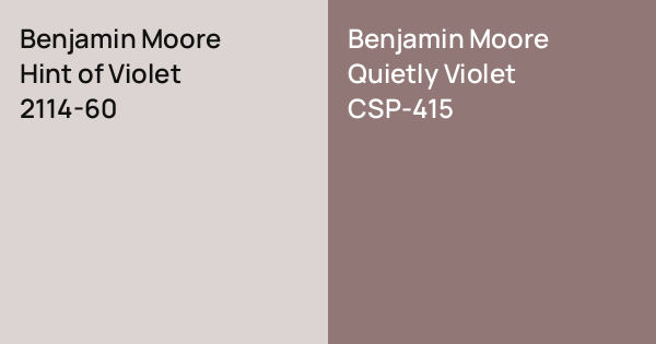 Benjamin Moore Hint of Violet vs. Benjamin Moore Quietly Violet comparison