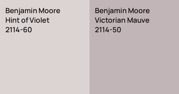 Benjamin Moore Hint of Violet vs. Benjamin Moore Victorian Mauve comparison
