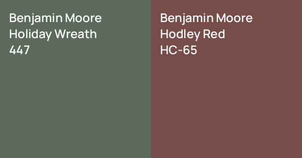 Benjamin Moore Holiday Wreath vs. Benjamin Moore Hodley Red comparison