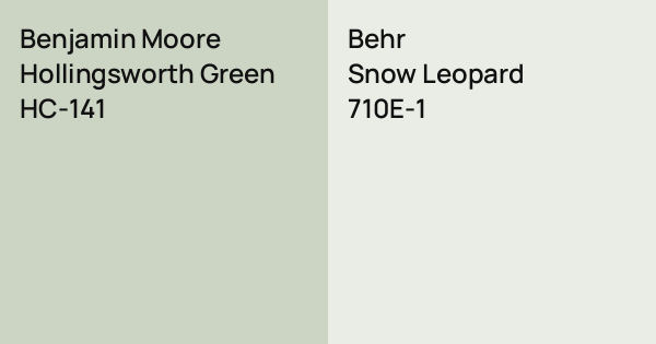 Benjamin Moore Hollingsworth Green vs. Behr Snow Leopard comparison