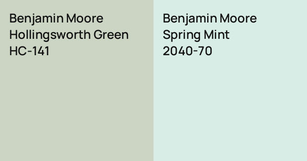Benjamin Moore Hollingsworth Green vs. Benjamin Moore Spring Mint comparison