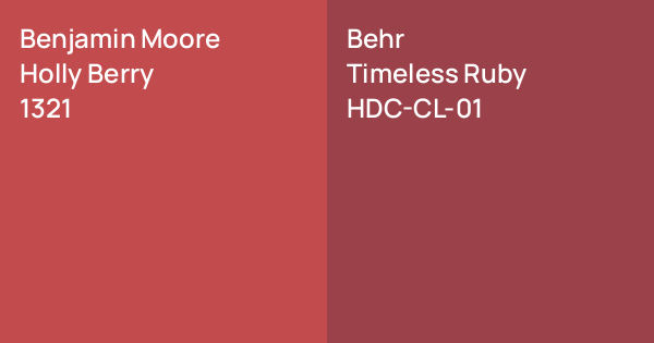 Benjamin Moore Holly Berry vs. Behr Timeless Ruby comparison