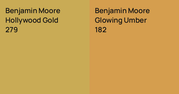 Benjamin Moore Hollywood Gold vs. Benjamin Moore Glowing Umber comparison
