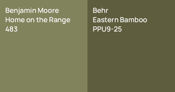 Benjamin Moore Home on the Range vs. Behr Eastern Bamboo comparison