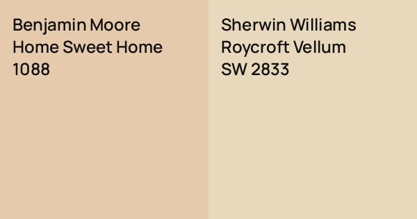 Benjamin Moore Home Sweet Home vs. Sherwin Williams Roycroft Vellum ...