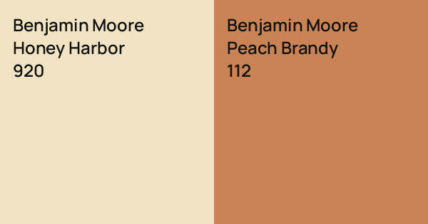 Benjamin Moore Honey Harbor vs. Benjamin Moore Peach Brandy comparison