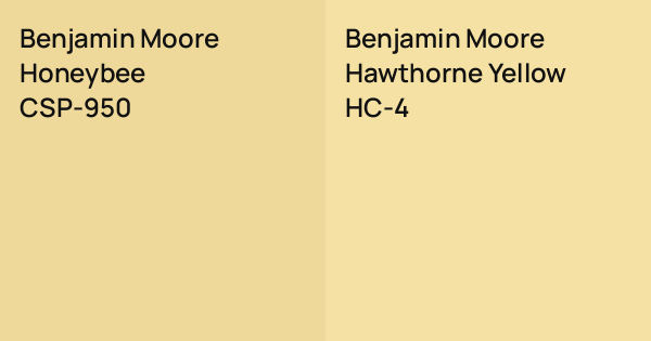 Benjamin Moore Honeybee vs. Benjamin Moore Hawthorne Yellow comparison