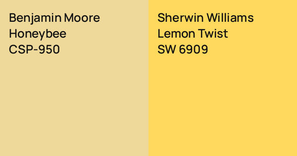 Benjamin Moore Honeybee vs. Sherwin Williams Lemon Twist comparison