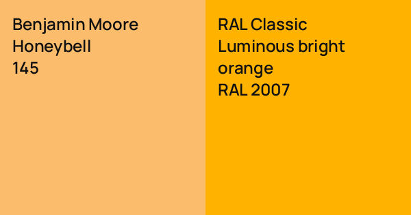 Benjamin Moore Honeybell vs. RAL Classic Luminous bright orange comparison