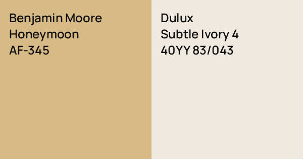 Benjamin Moore Honeymoon vs. Dulux Subtle Ivory 4 comparison