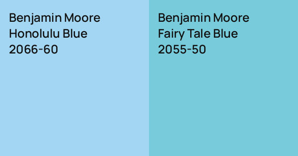 Benjamin Moore Honolulu Blue vs. Benjamin Moore Fairy Tale Blue comparison