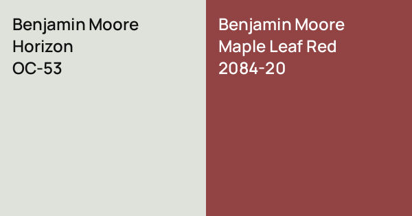 Benjamin Moore Horizon vs. Benjamin Moore Maple Leaf Red comparison