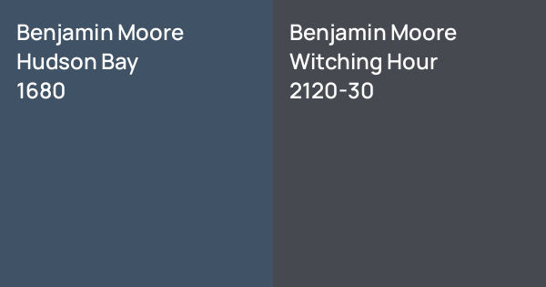Benjamin Moore Hudson Bay vs. Benjamin Moore Witching Hour comparison