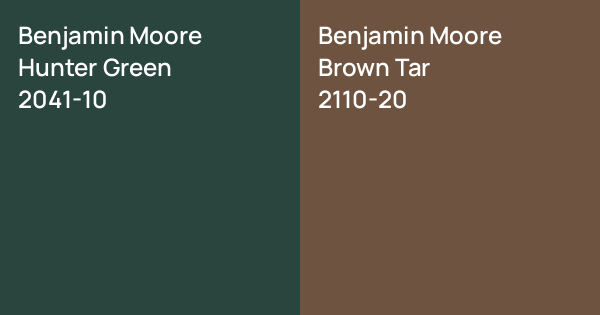 Benjamin Moore Hunter Green vs. Benjamin Moore Brown Tar comparison
