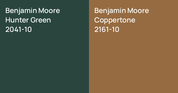 Benjamin Moore Hunter Green vs. Benjamin Moore Coppertone comparison
