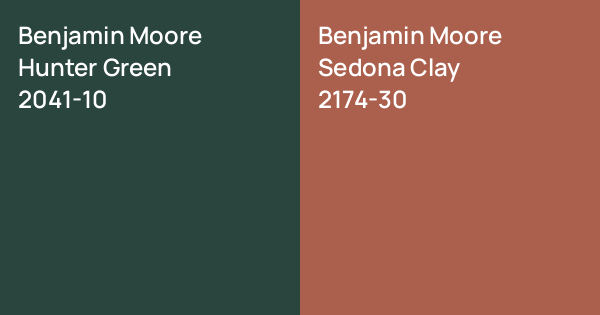 Benjamin Moore Hunter Green vs. Benjamin Moore Sedona Clay comparison