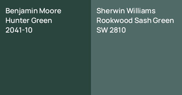 Benjamin Moore Hunter Green vs. Sherwin Williams Rookwood Sash Green ...