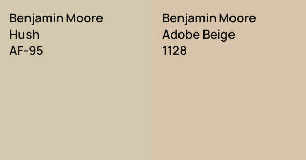Benjamin Moore Hush vs. Benjamin Moore Adobe Beige comparison