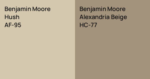 Benjamin Moore Hush vs. Benjamin Moore Alexandria Beige comparison