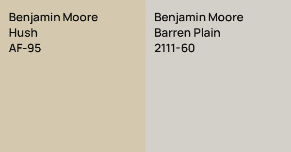 Benjamin Moore Hush vs. Benjamin Moore Barren Plain comparison