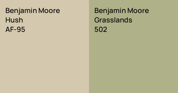 Benjamin Moore Hush vs. Benjamin Moore Grasslands comparison