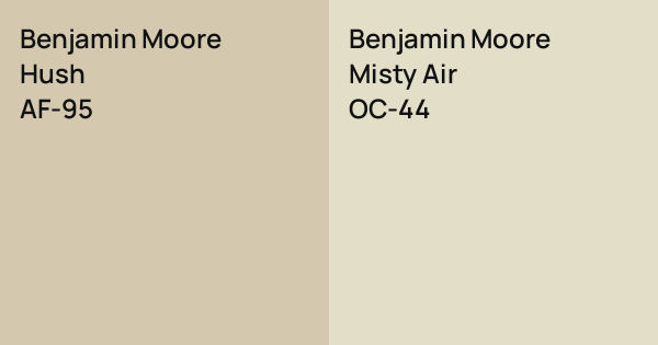 Benjamin Moore Hush vs. Benjamin Moore Misty Air comparison