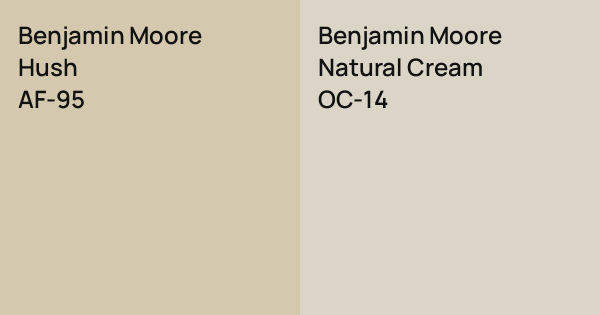 Benjamin Moore Hush vs. Benjamin Moore Natural Cream comparison