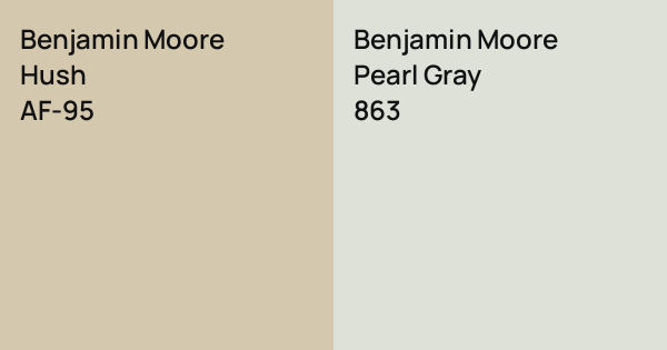 Benjamin Moore Hush vs. Benjamin Moore Pearl Gray comparison