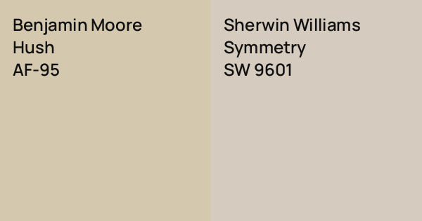 Benjamin Moore Hush vs. Sherwin Williams Symmetry comparison