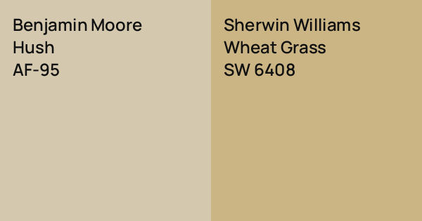 Benjamin Moore Hush vs. Sherwin Williams Wheat Grass comparison
