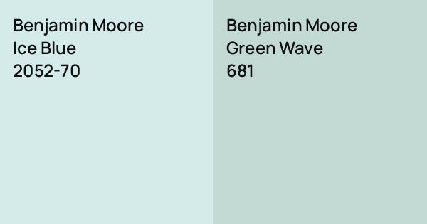 Benjamin Moore Ice Blue vs. Benjamin Moore Green Wave comparison