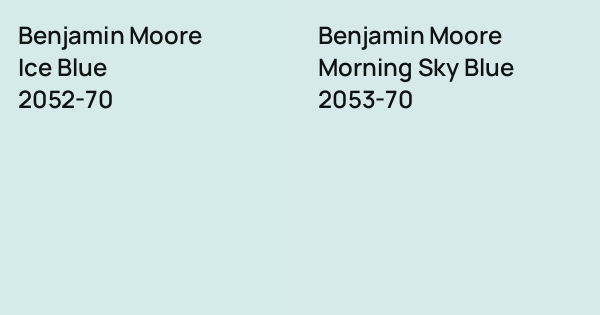 Benjamin Moore Ice Blue vs. Benjamin Moore Morning Sky Blue comparison