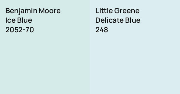 Benjamin Moore Ice Blue vs. Little Greene Delicate Blue comparison
