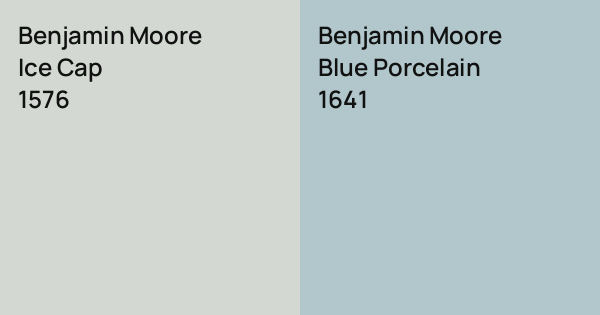 Benjamin Moore Ice Cap vs. Benjamin Moore Blue Porcelain comparison