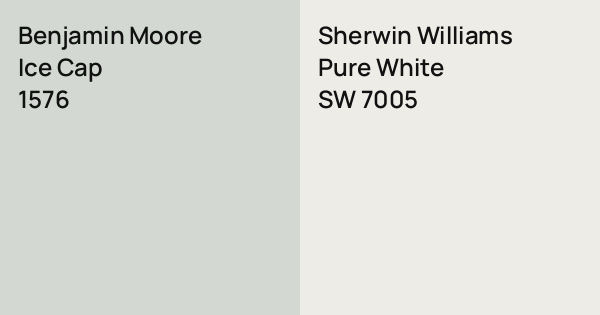 Benjamin Moore Ice Cap vs. Sherwin Williams Pure White comparison