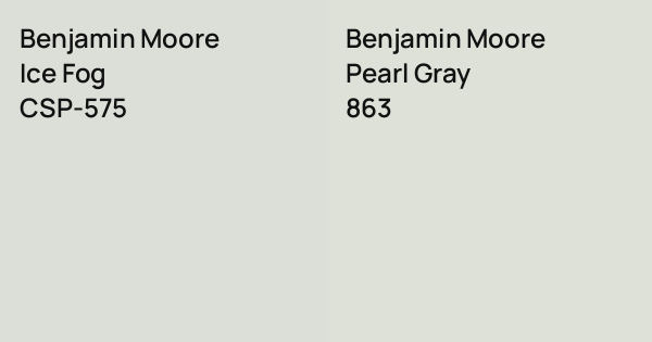 Benjamin Moore Ice Fog vs. Benjamin Moore Pearl Gray comparison