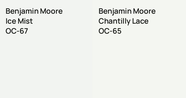 Benjamin Moore Ice Mist vs. Benjamin Moore Chantilly Lace comparison