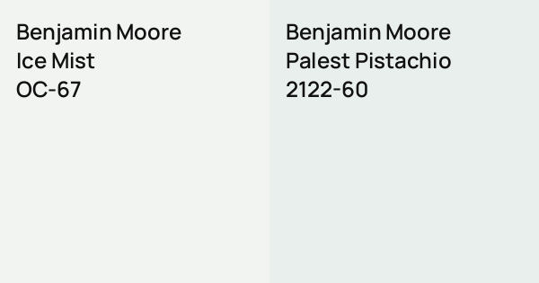 Benjamin Moore Ice Mist vs. Benjamin Moore Palest Pistachio comparison